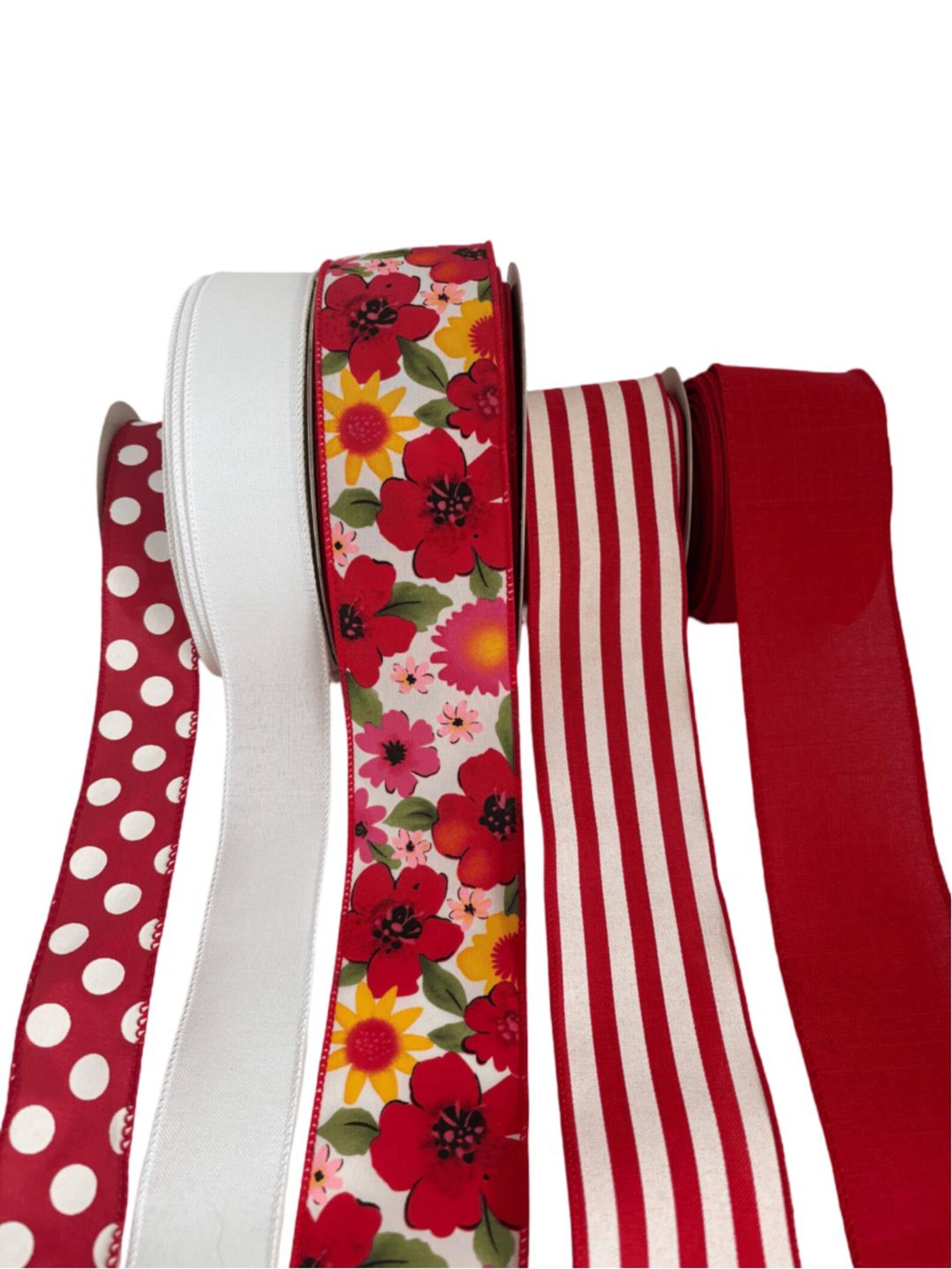 Red Ribbon Multi Pattern Bundle for Wreaths, Red Ribbon Collection for ...