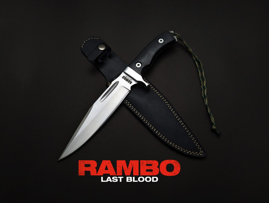 Rambo Last Blood Bowie Fixed Blade Knife With Leather Sheath Handmade ...