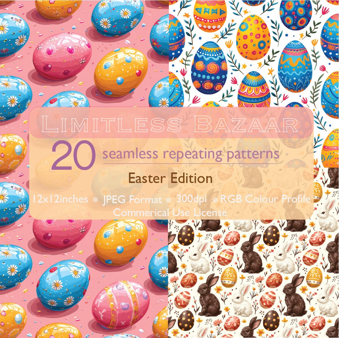 Easter Egg-stravaganza: 20 X Digital Seamless / Repeating Pattern ...