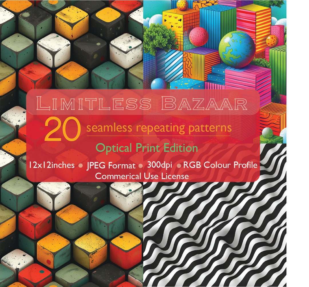 Mesmerising Maze: 20 X Optical Illusion Digital Seamless / Repeating ...