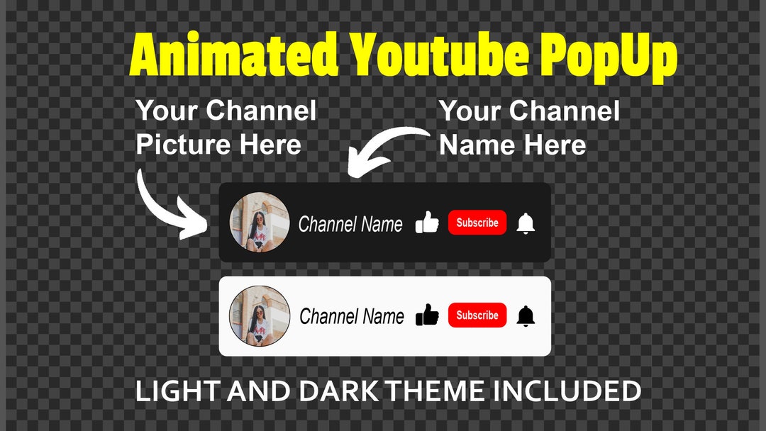 Custom Animated Youtube Pop up Overlay, Like Subscribe and ...