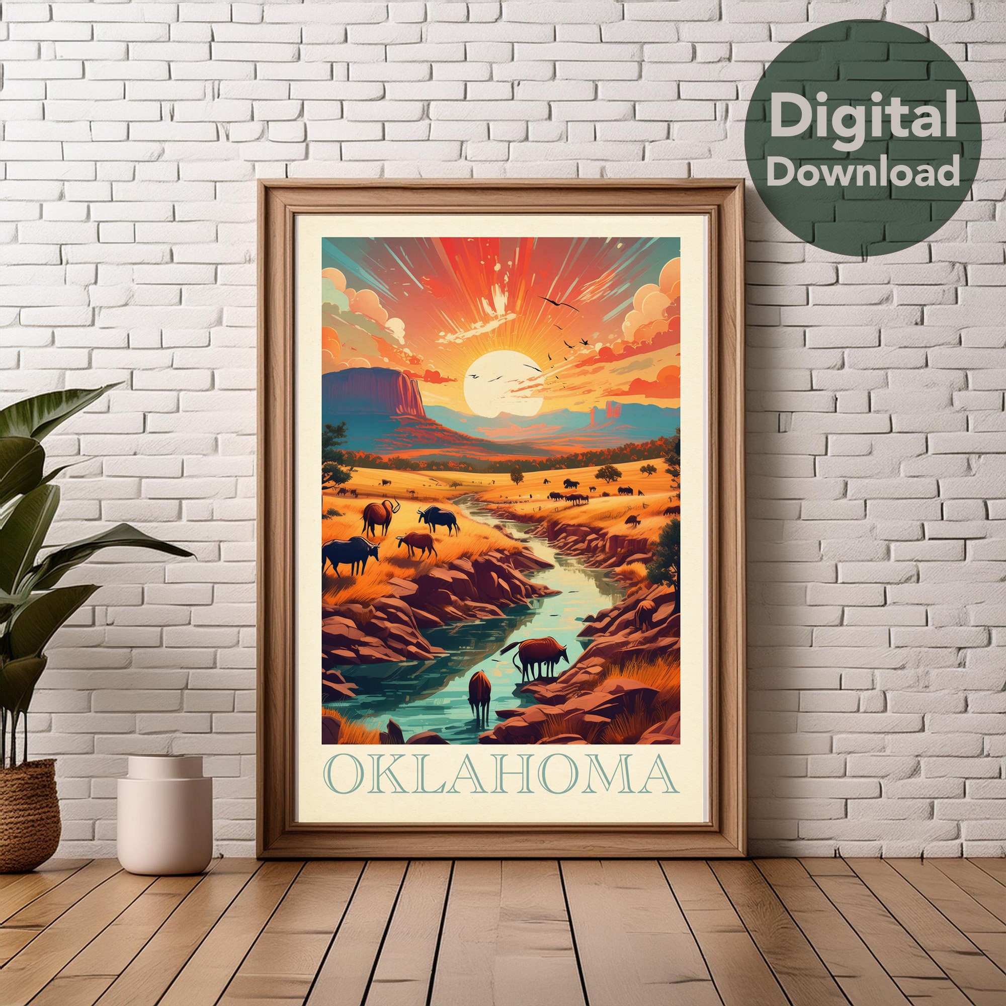 Oklahoma State Outdoor Poster, States Wonders, Digital Download - Etsy