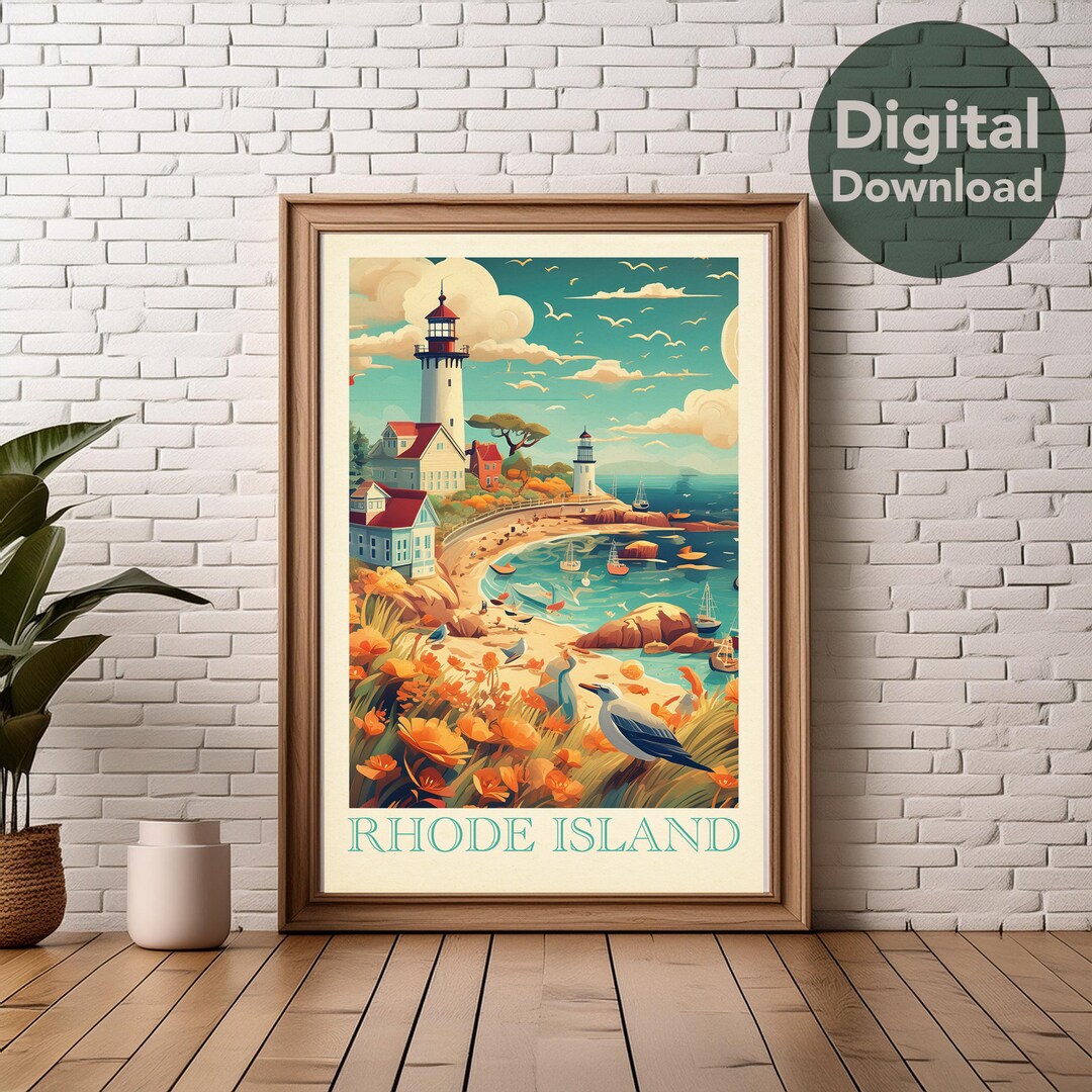 Rhode Island State Outdoor Poster, States Wonders, Digital Download - Etsy