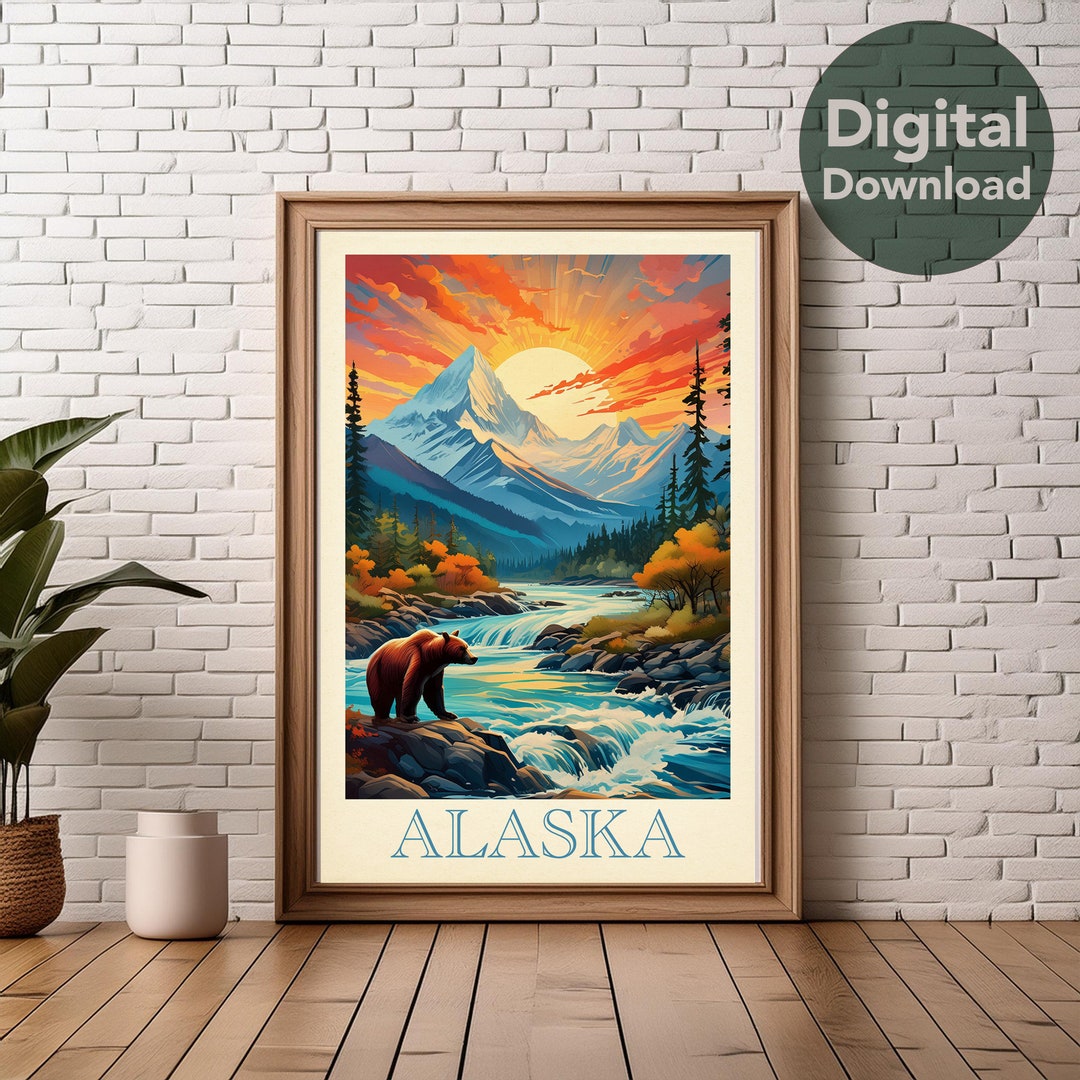 Alaska State Outdoor Poster, States Wonders, Digital Download - Etsy