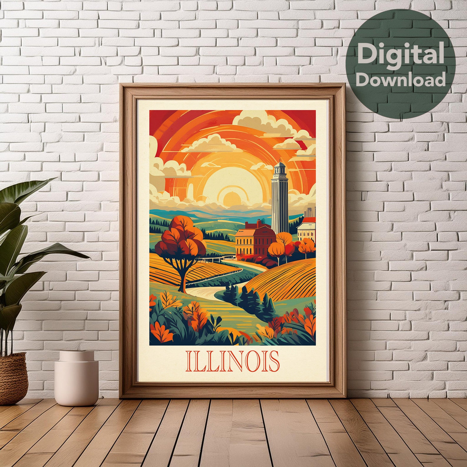 Illinois State Outdoor Poster, States Wonders, Digital Download - Etsy