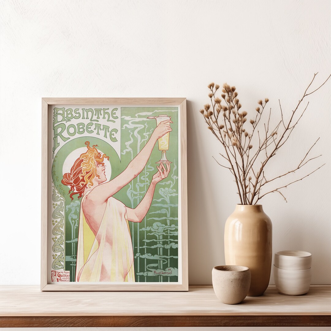 Printable Vintage Absinthe Poster, Art Nouveau Poster, Art Digital ...