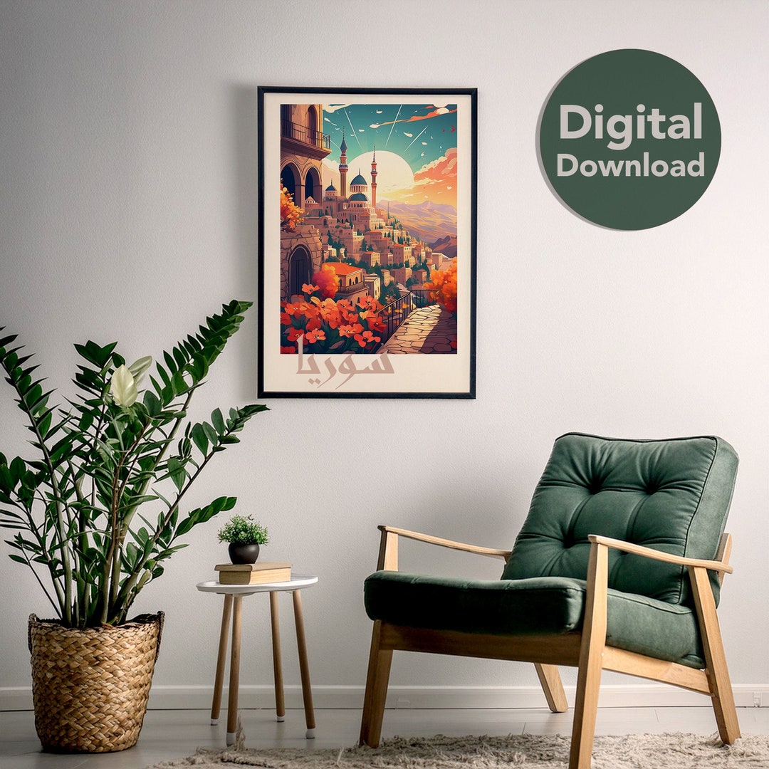 Syria Travel Poster, Arab World Wonders Art, Wall Decor, Digital ...