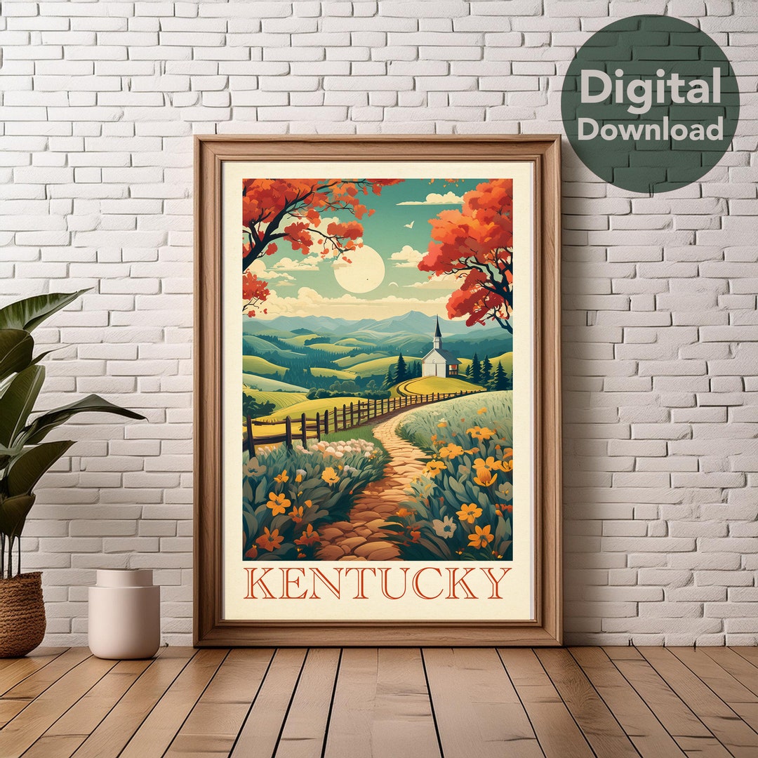 Kentucky State Outdoor Poster, States Wonders, Digital Download - Etsy