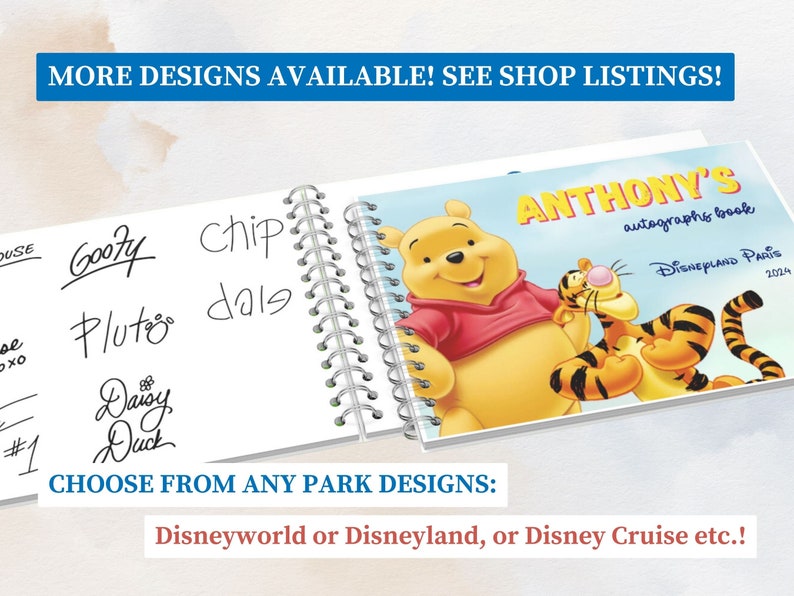 Personalised Winnie the Pooh Disneyland Disney World Park Autograph ...