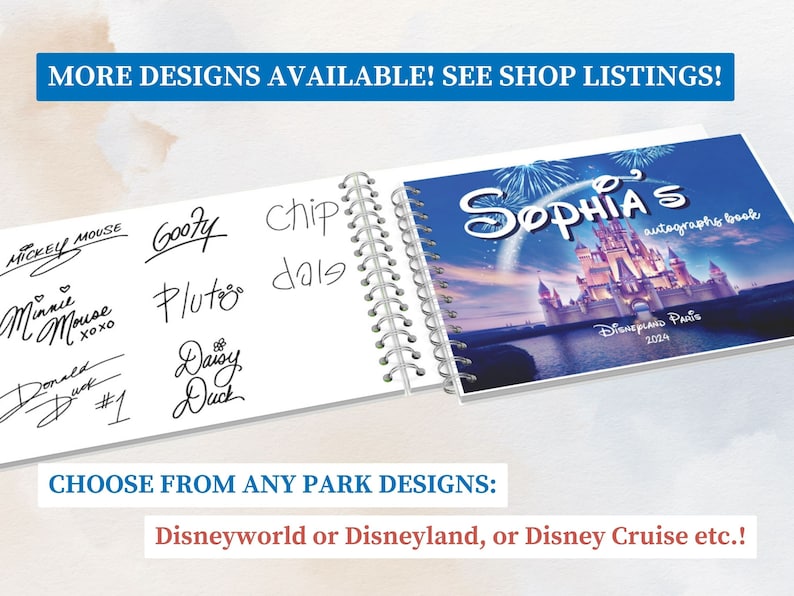 Personalised Magical Disneyland Disney World Park Autograph Book ...