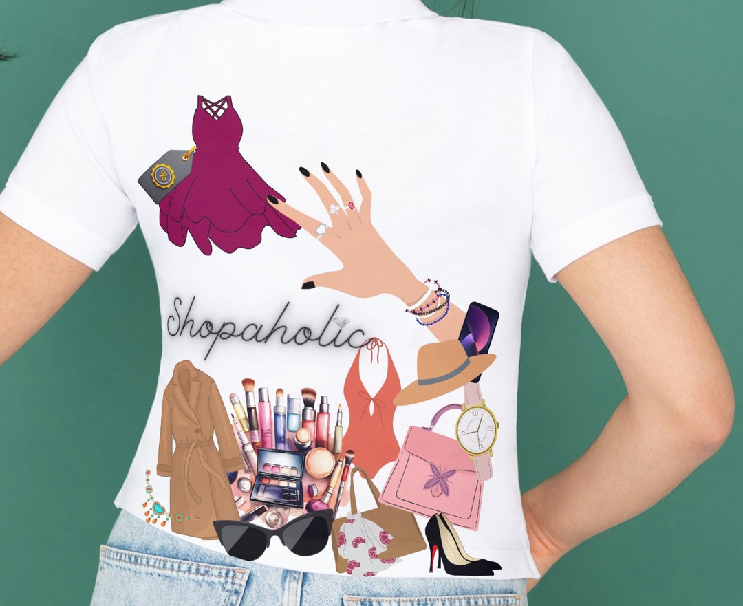 Shopaholic Digital Design, Print Gift for Her, Funny Tshirt, Trendy ...