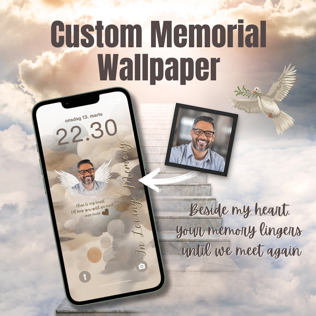 Custom Memorial Phone Background Wallpaper, Personalized for Art for ...