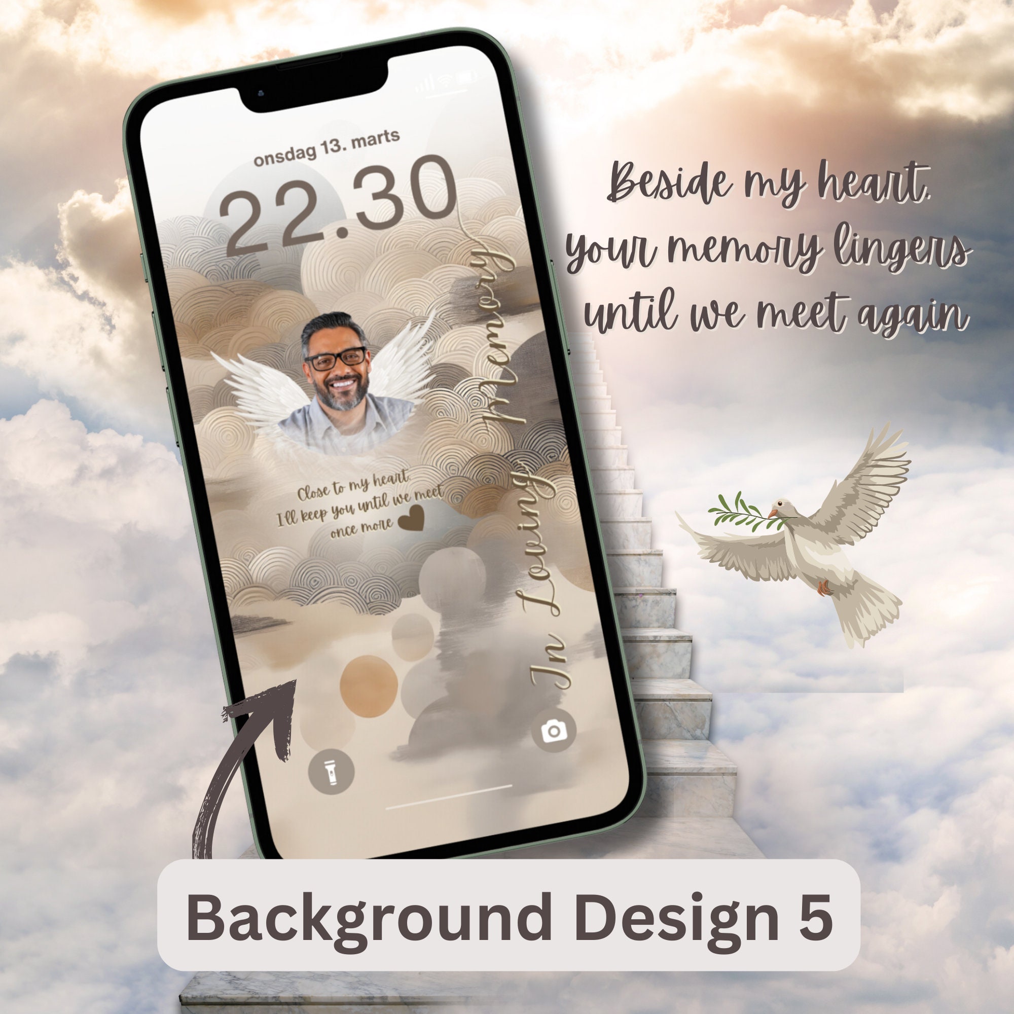 Custom Memorial Phone Background Wallpaper, Personalized for Art for ...