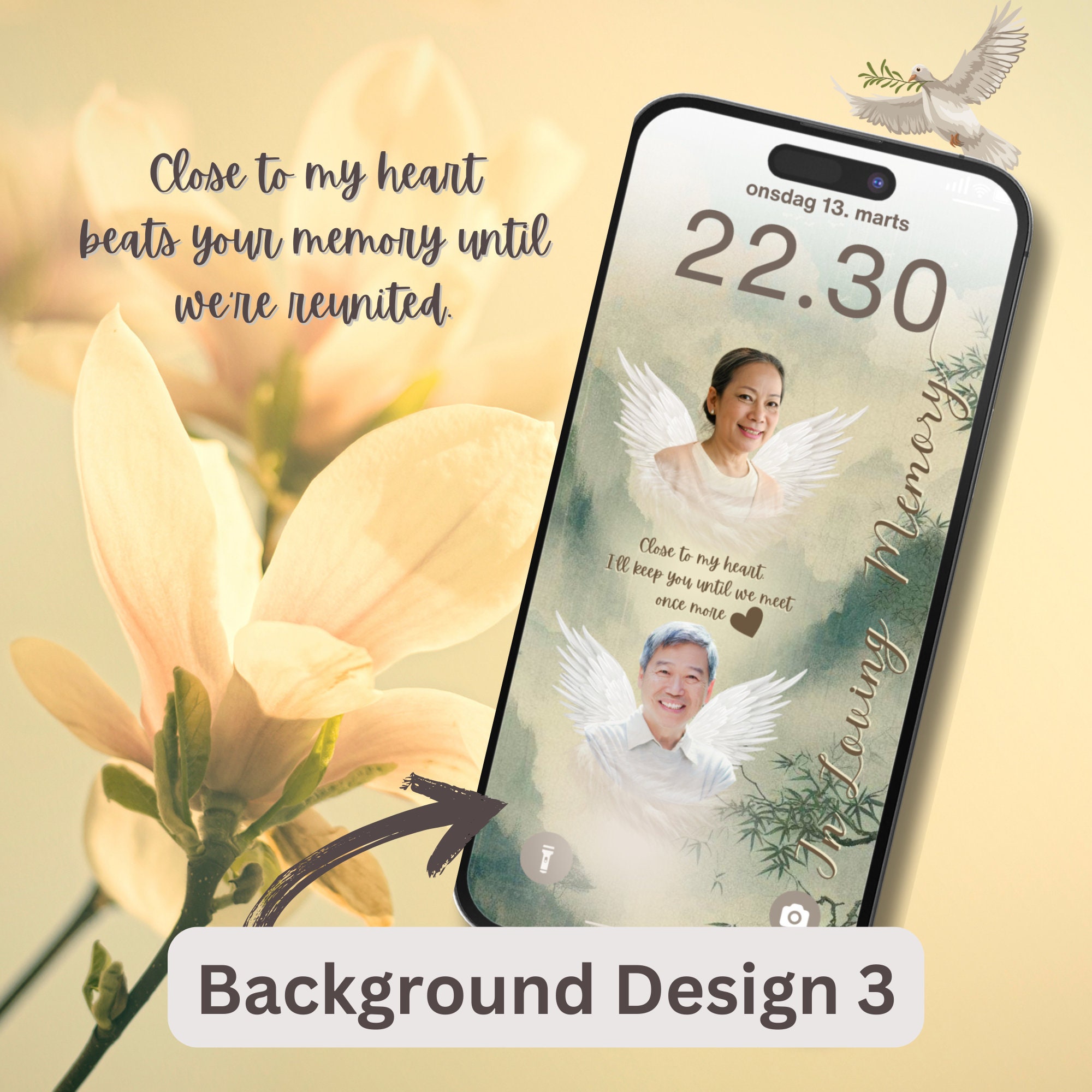 Custom Memorial Phone Background Wallpaper, Personalized for Art for ...