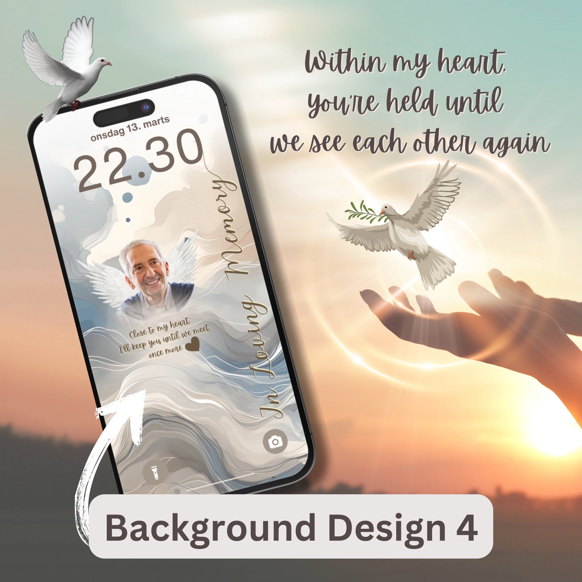 Custom Memorial Phone Background Wallpaper, Personalized for Art for ...