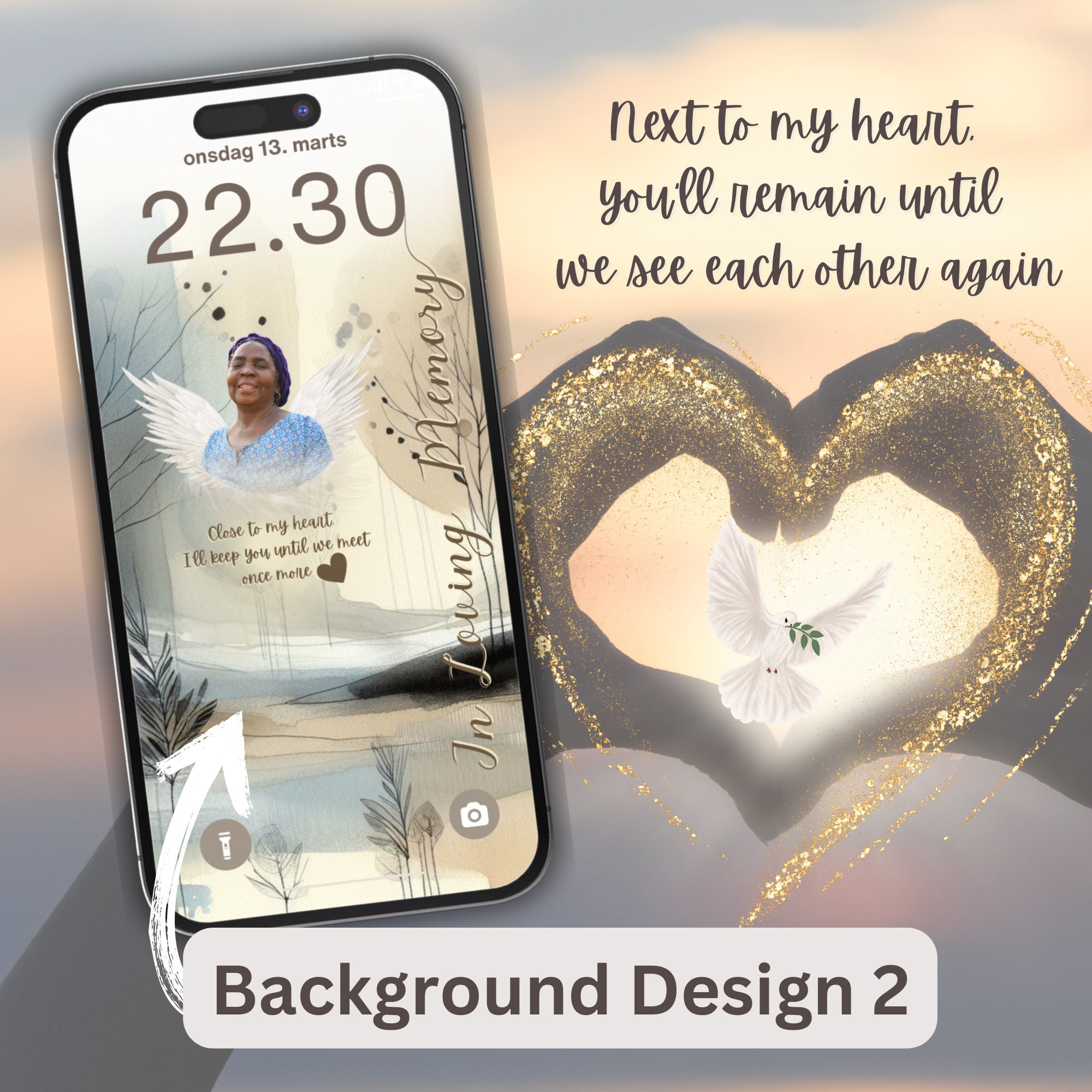 Custom Memorial Phone Background Wallpaper, Personalized for Art for ...