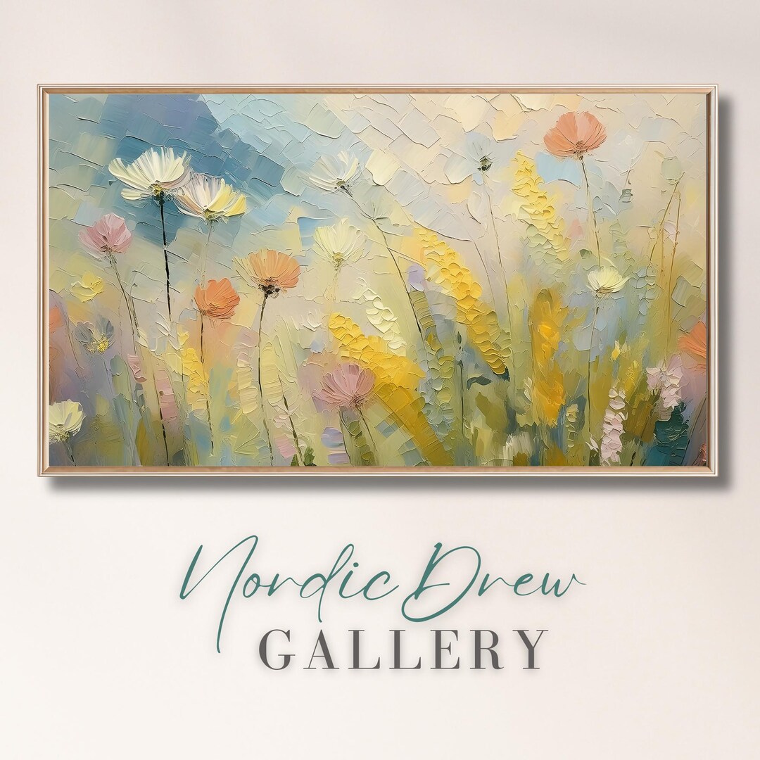 Wildflower Field Samsung Frame TV Art – Textured Nordic Style (digital ...