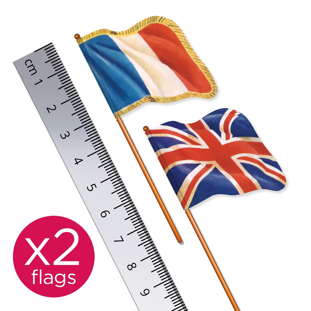 2 X TOY FLAGS Napoleonic Waterloo French & British (original Britains ...
