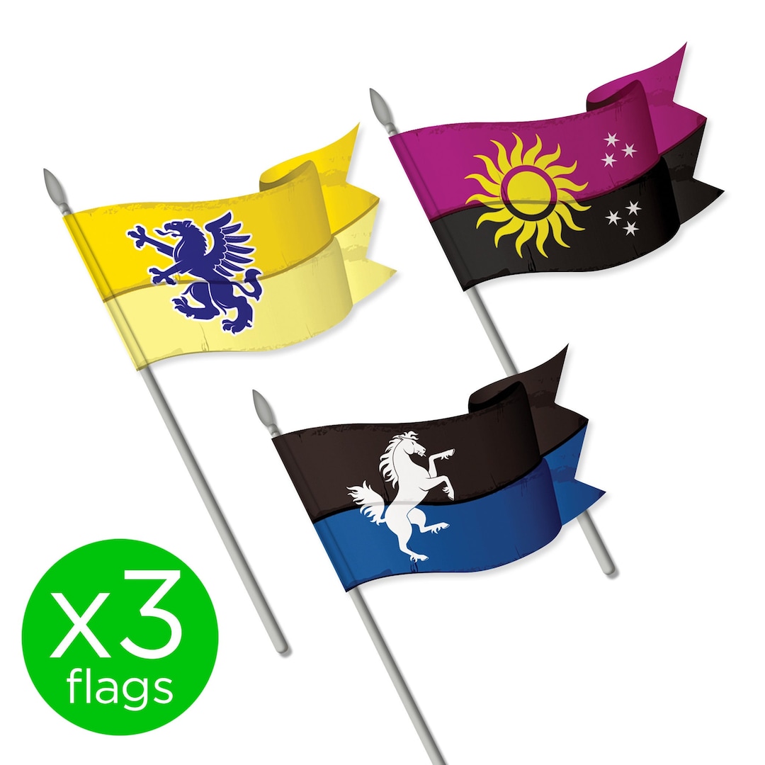 3 X TOY FLAGS Medieval Knight Banners (quality Vinyl) 1:32 Scale ...