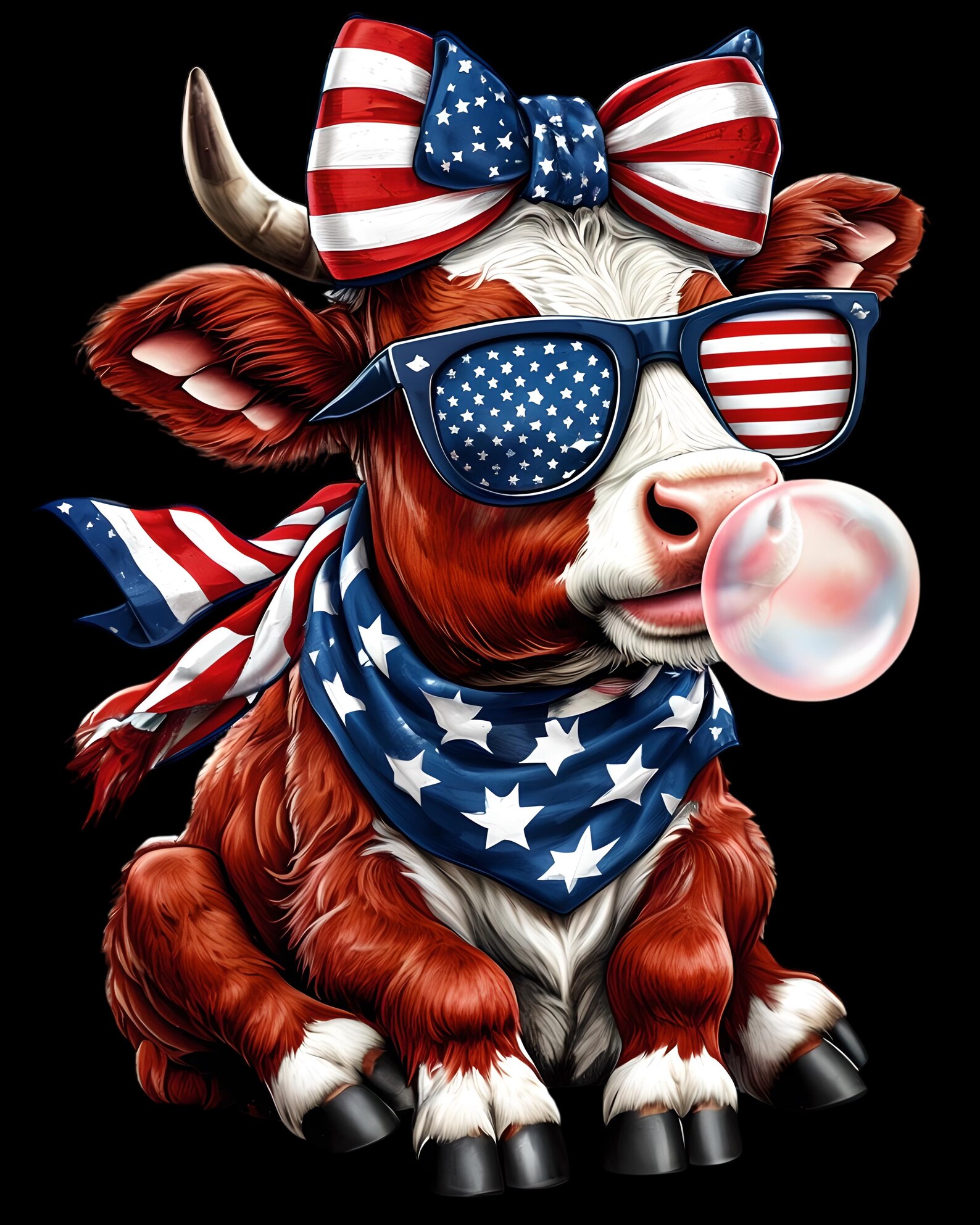 Patriotic Highland Cow - - Etsy