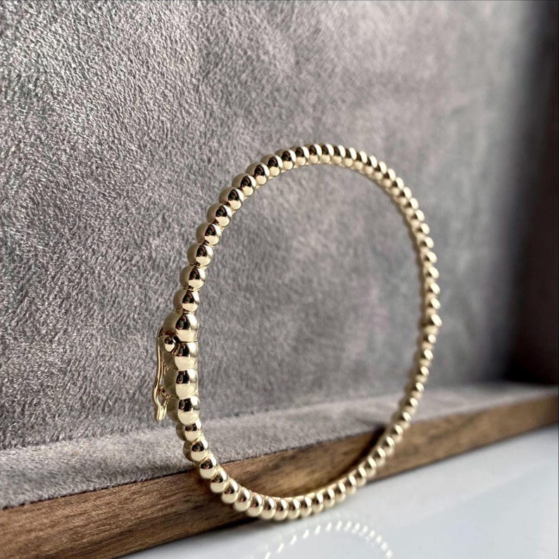 Solid Gold Bangle/ 14k Gold Bracelet for Women / Vintage Gold Bangle ...