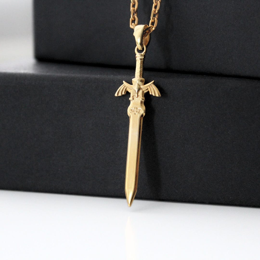 Master Sword Necklace Legend of Zelda Sterling Silver 925 Gold Plated ...