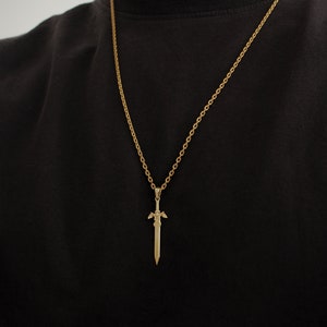 Master Sword Necklace Legend of Zelda Sterling Silver 925 Gold Plated ...