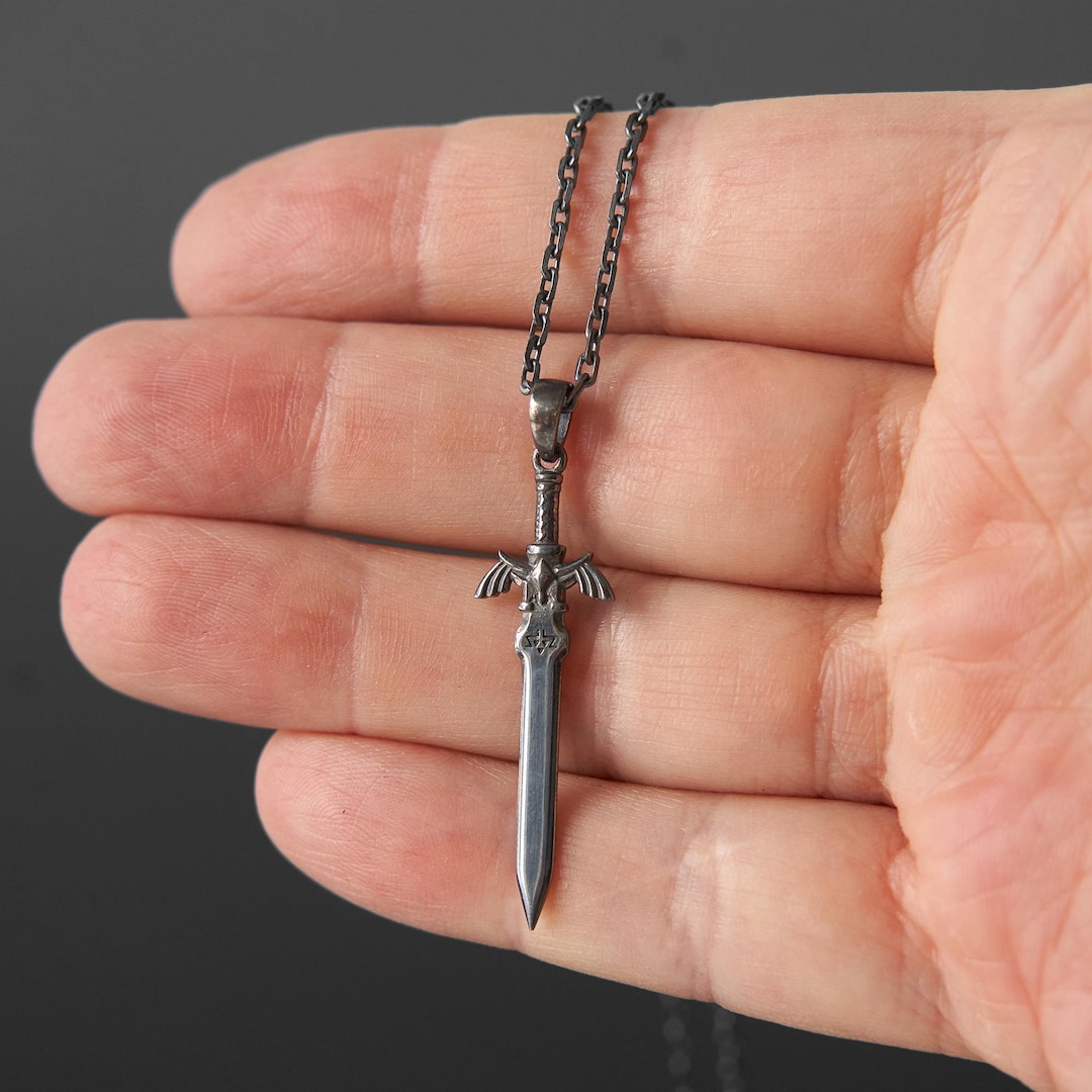 Zelda Necklace Master Sword Necklace Silver Sword Pendant Gift for Him ...