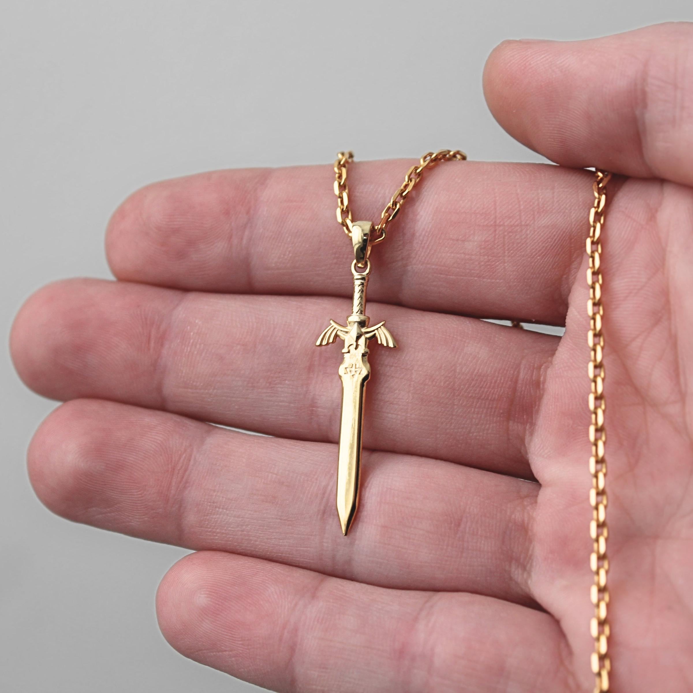 Master Sword Necklace Legend of Zelda Sterling Silver 925 Gold Plated ...