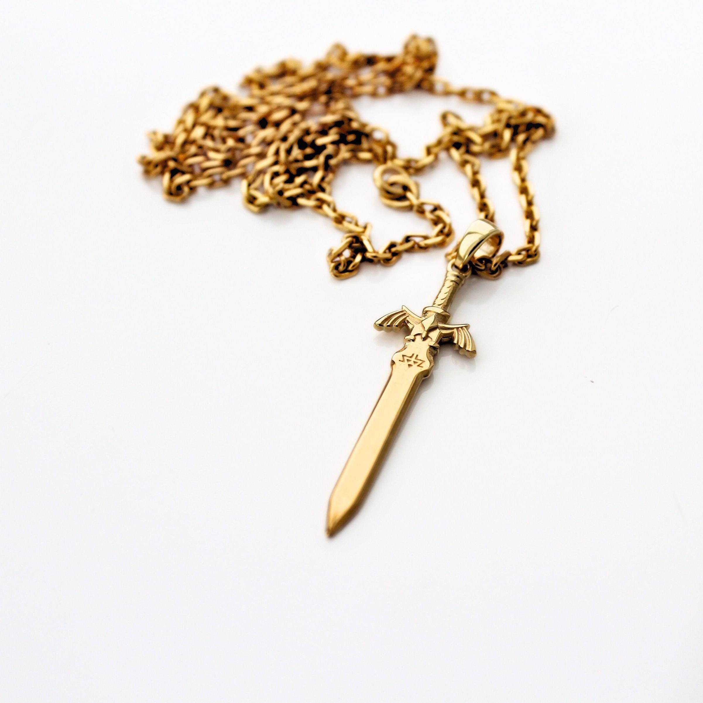 Master Sword Necklace Legend of Zelda Sterling Silver 925 Gold Plated ...