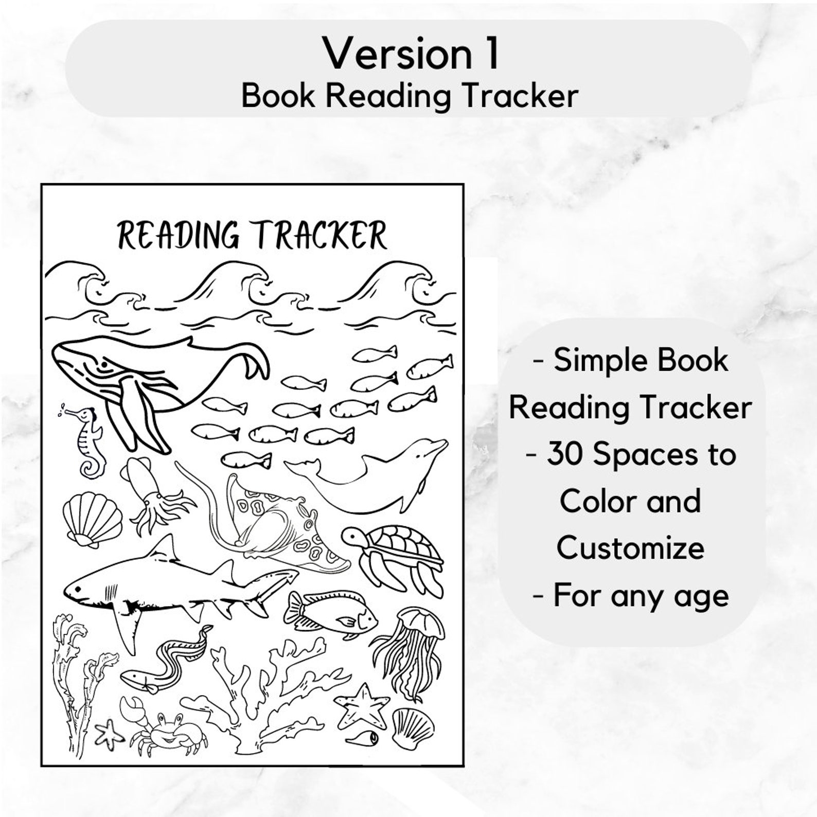 Reading Book Tracker, Coloring Page, Ocean Themed, Download and Print ...