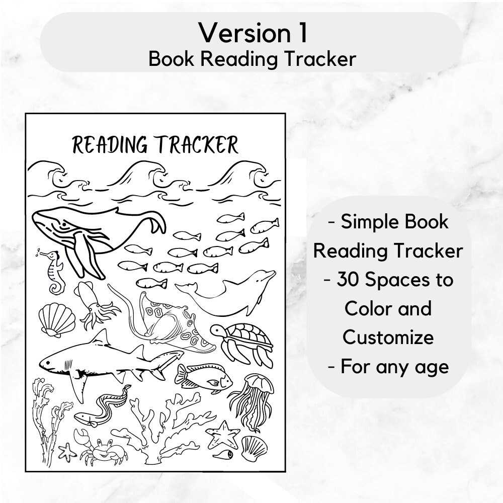 Reading Book Tracker, Coloring Page, Ocean Themed, Download and Print ...