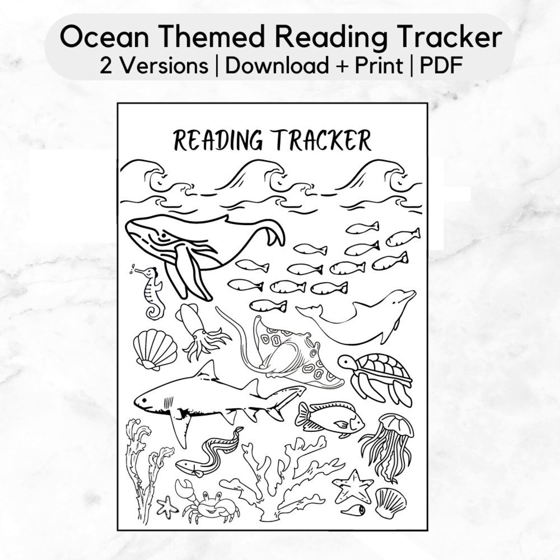 Reading Book Tracker, Coloring Page, Ocean Themed, Download and Print ...