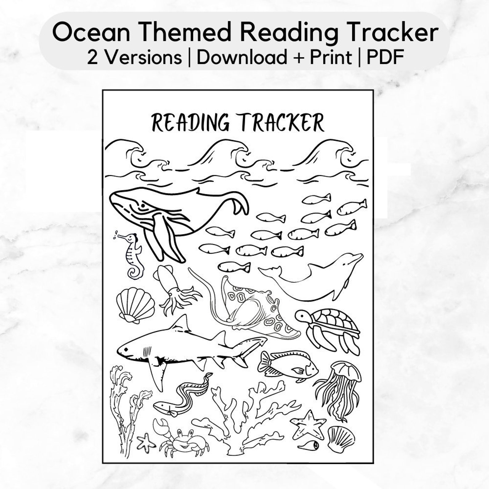 Reading Book Tracker, Coloring Page, Ocean Themed, Download and Print ...