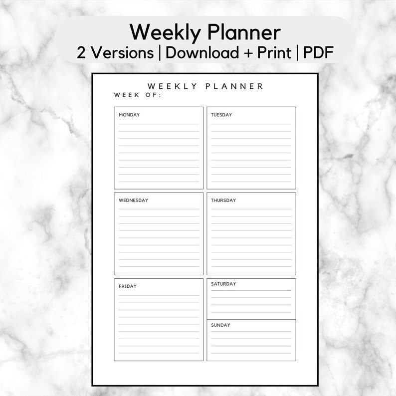 Weekly Planner Printable Template, Weekly to Do List, Weekly Task ...