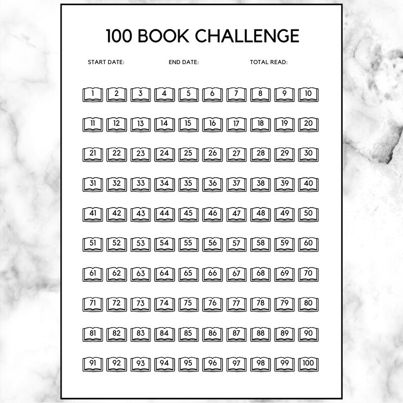 100 Book Reading Challenge Template, Reading Tracker, Reading Log ...