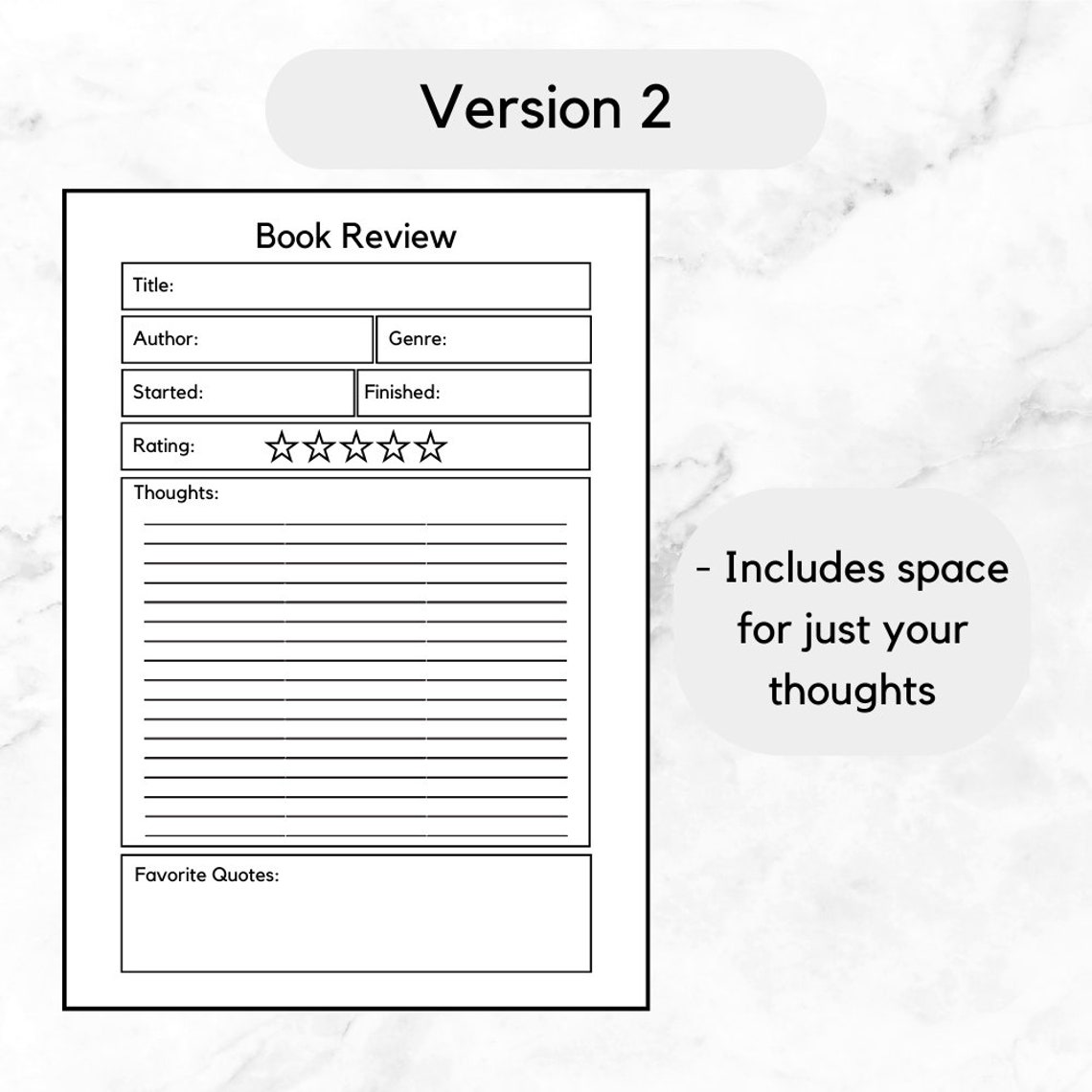Book Review Printable Template, Instant Download, Printable PDF - Etsy