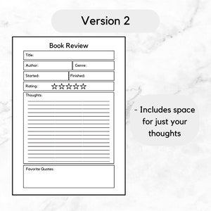 Book Review Printable Template, Instant Download, Printable PDF - Etsy