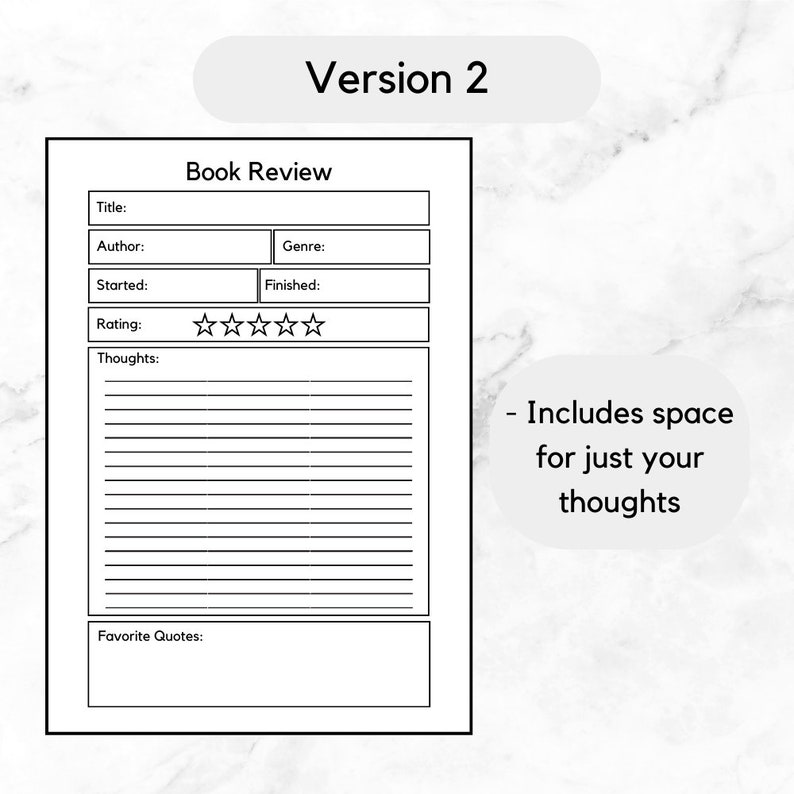 Book Review Printable Template, Instant Download, Printable PDF - Etsy