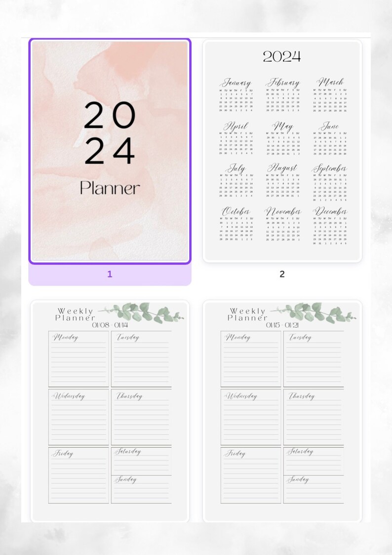 Simple Minimalist 2024 Planner, Digital Download, Printable, Yearly ...