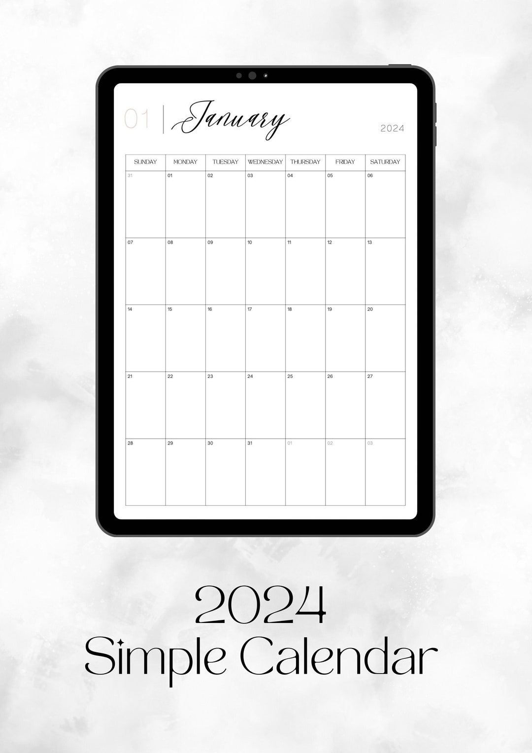2024 Minimalist Yearly Calendar, Printable Planner (digital Download ...