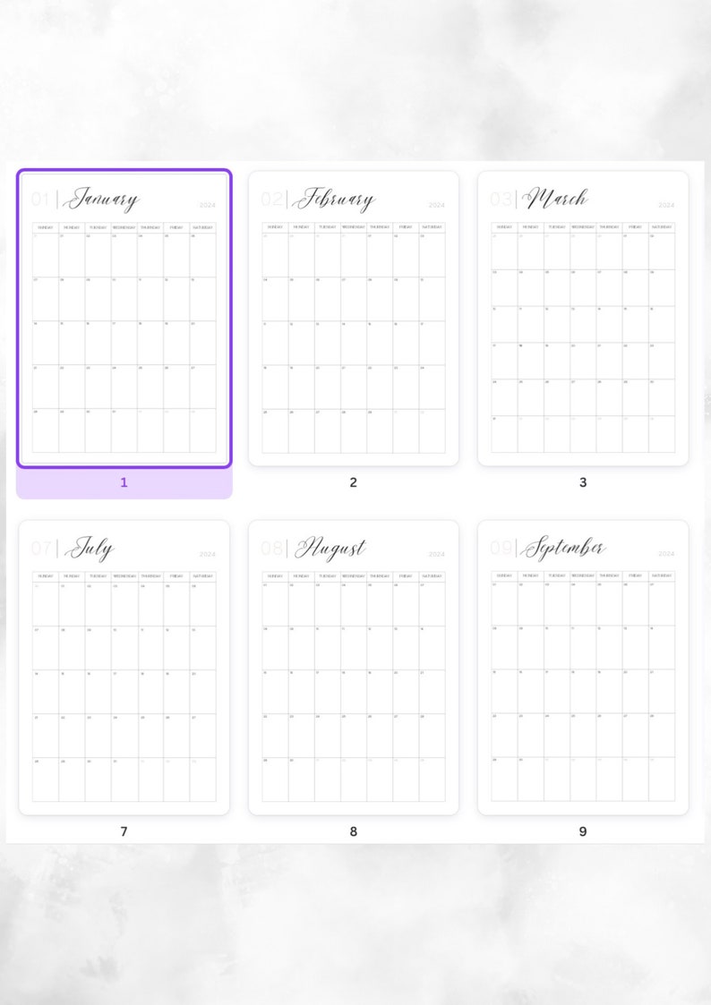 Simple and Modern 2024 Yearly Calendar, Digital Download, Printable ...