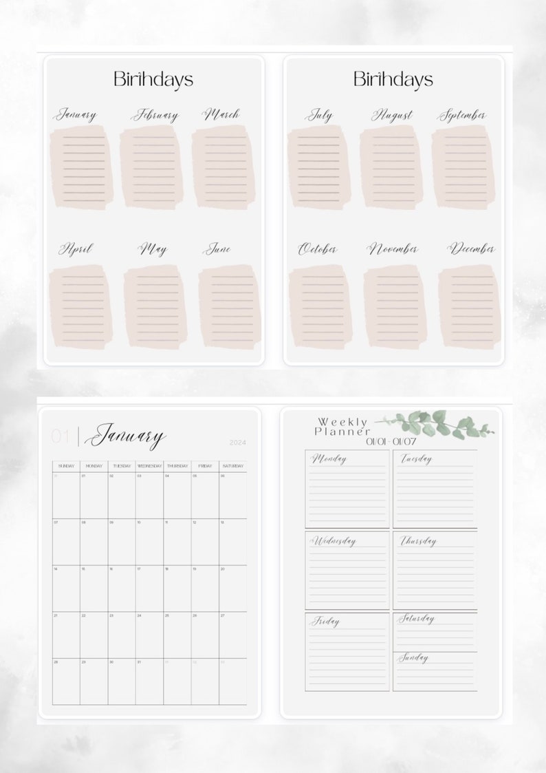Simple Minimalist 2024 Planner, Digital Download, Printable, Yearly ...