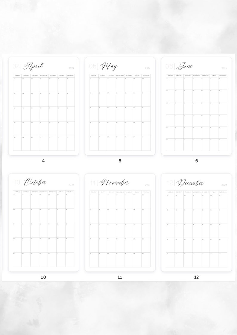 2024 Minimalist Yearly Calendar, Printable Planner (digital Download) - Etsy