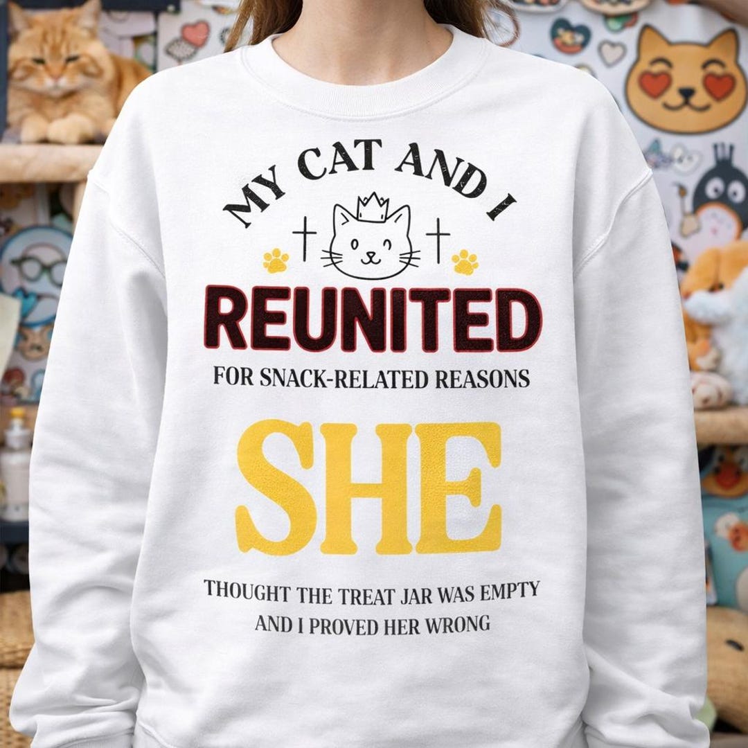 Funny Cat Reunited Quote Design | Pet Humor Graphic (PNG Digital ...