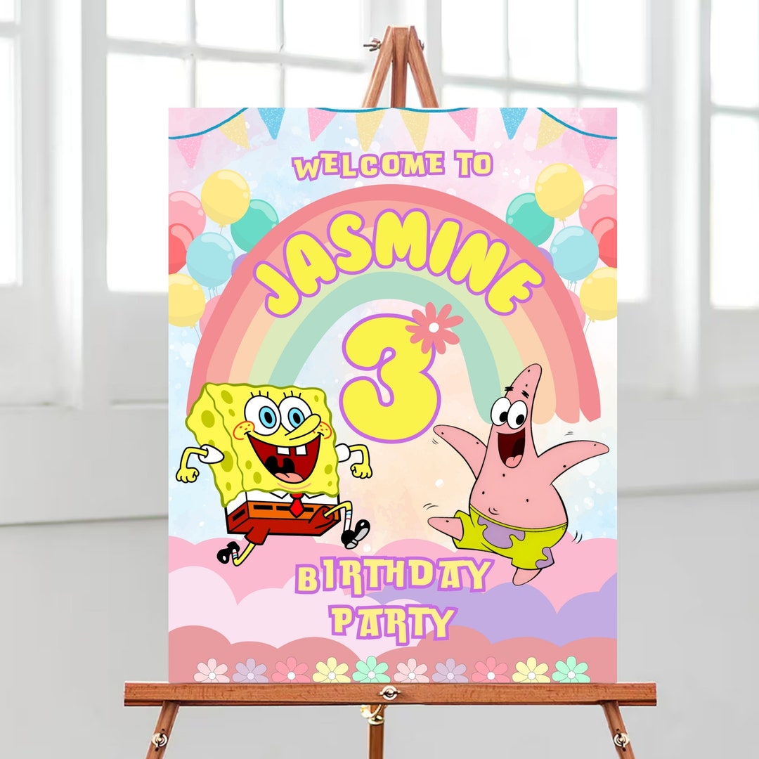 Editable Spongebob Welcome Sign, Spongebob Birthday Invitation ...