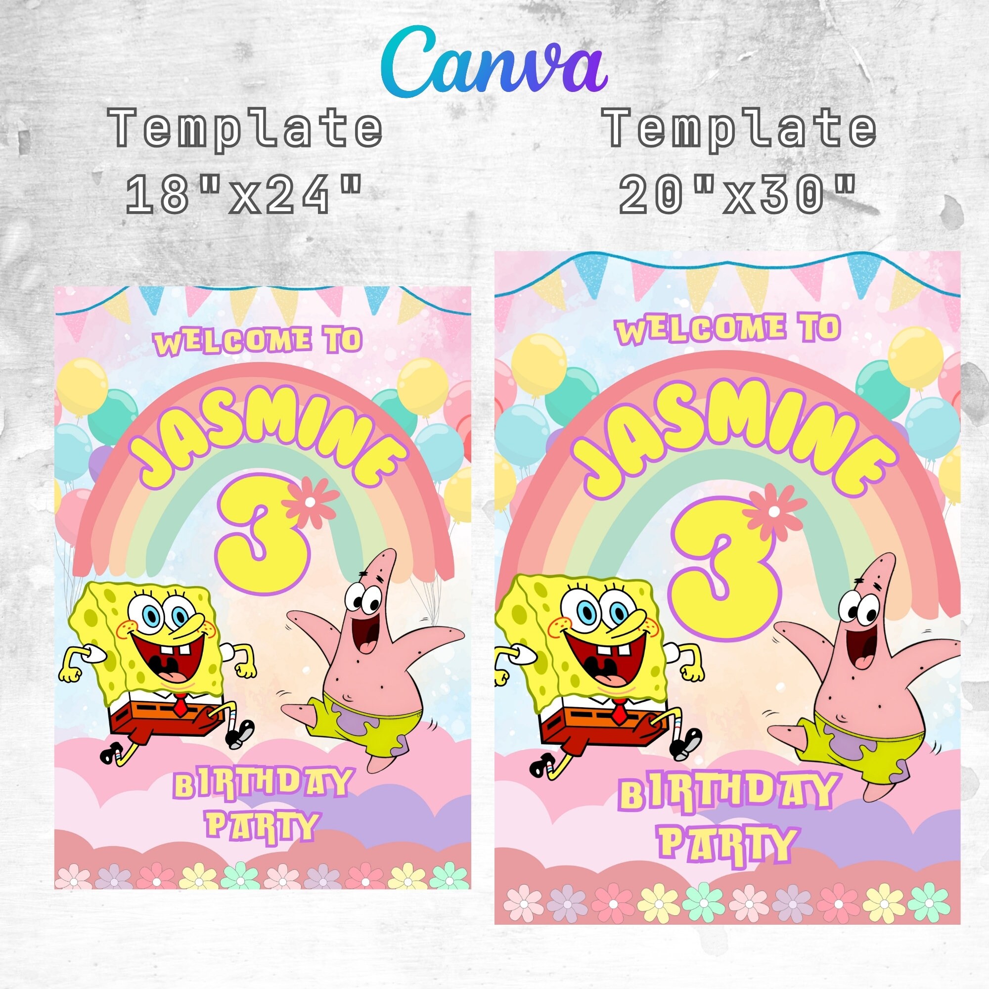 Editable Spongebob Welcome Sign, Spongebob Birthday Invitation ...