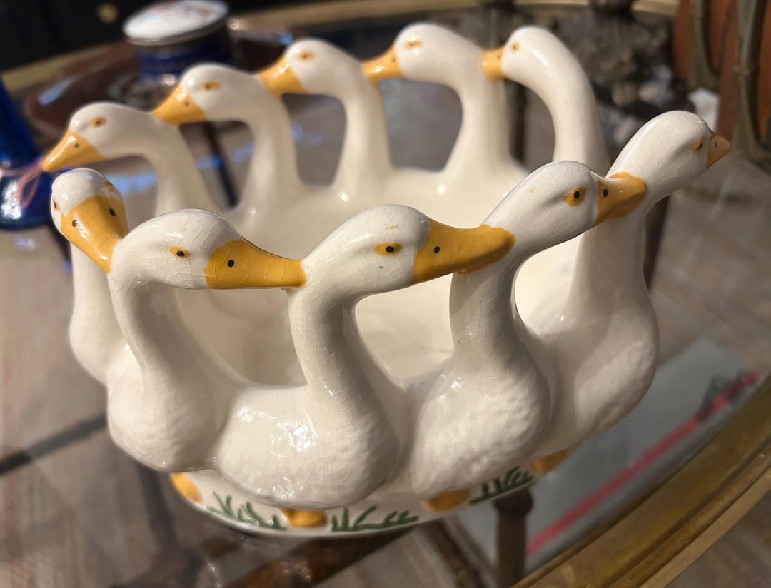 Vintage Gaggle of Geese Planter White Ceramic Geese Planter Spring ...