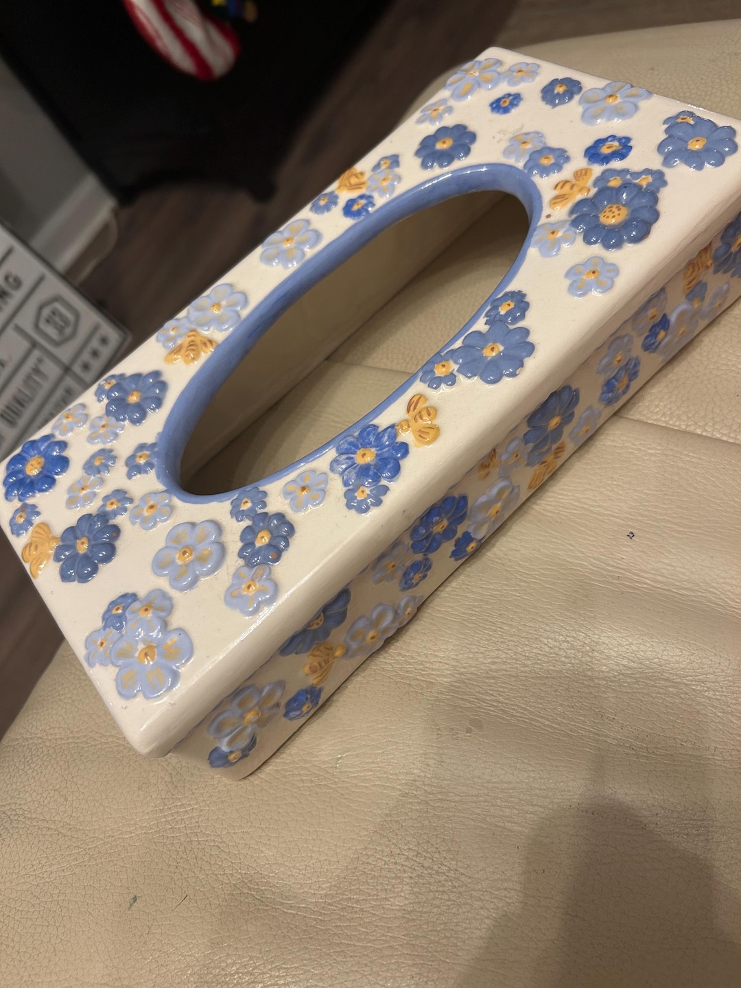 Vintage Ceramic Tissue Box Cover With Flowers and Bees Arnel's Ceramics ...