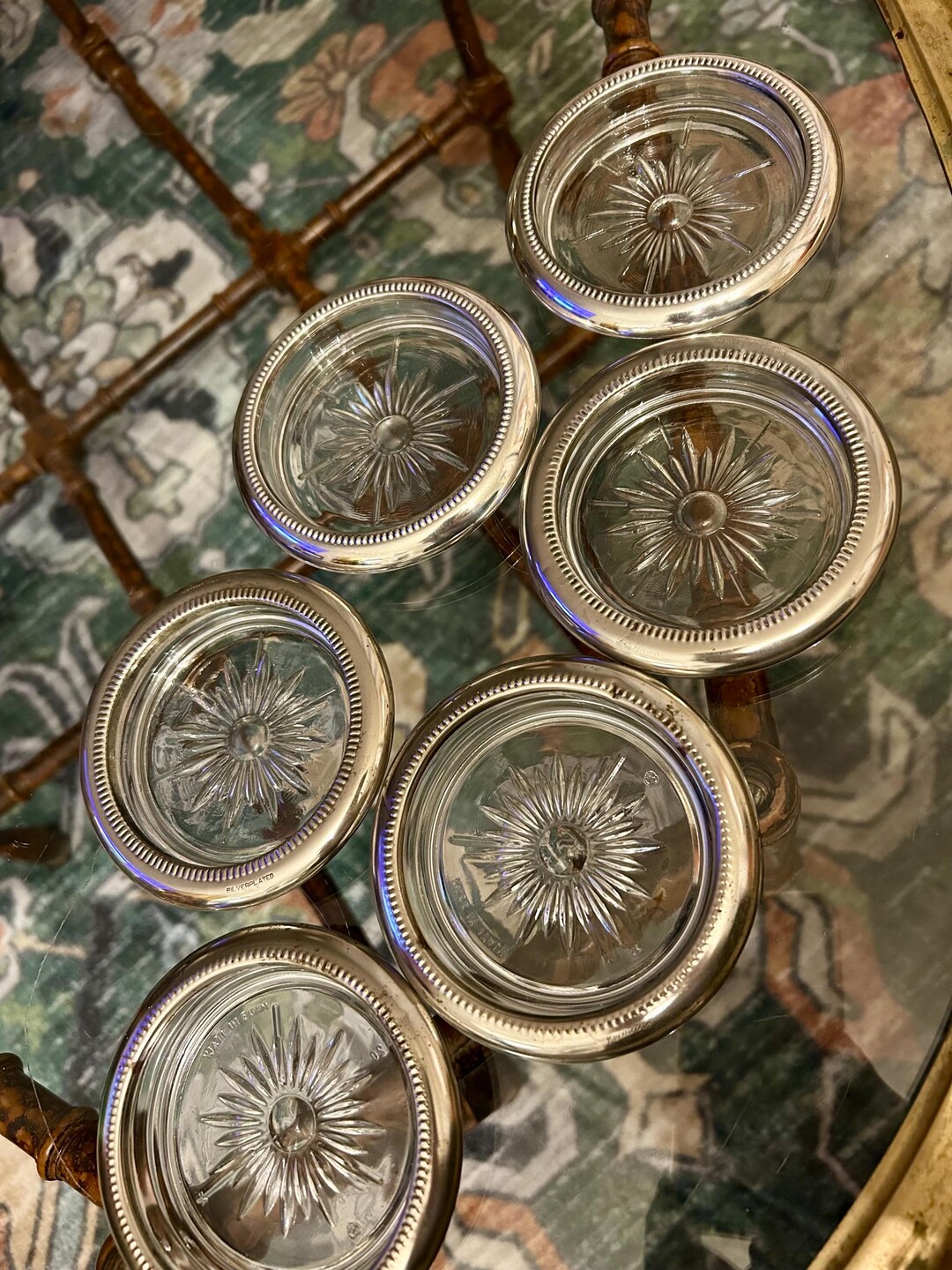 Vintage Leonard Silver Plated Coasters | Set of 6, Italian Starburst ...